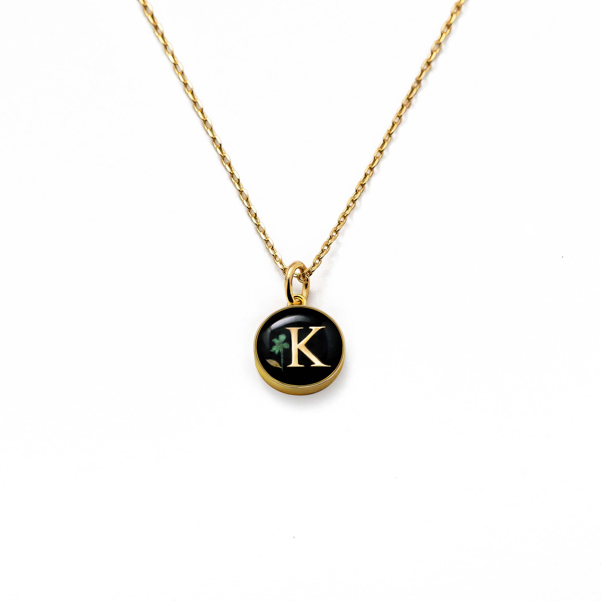 Initial Necklace Letter K Gold Black – The Petal Archive