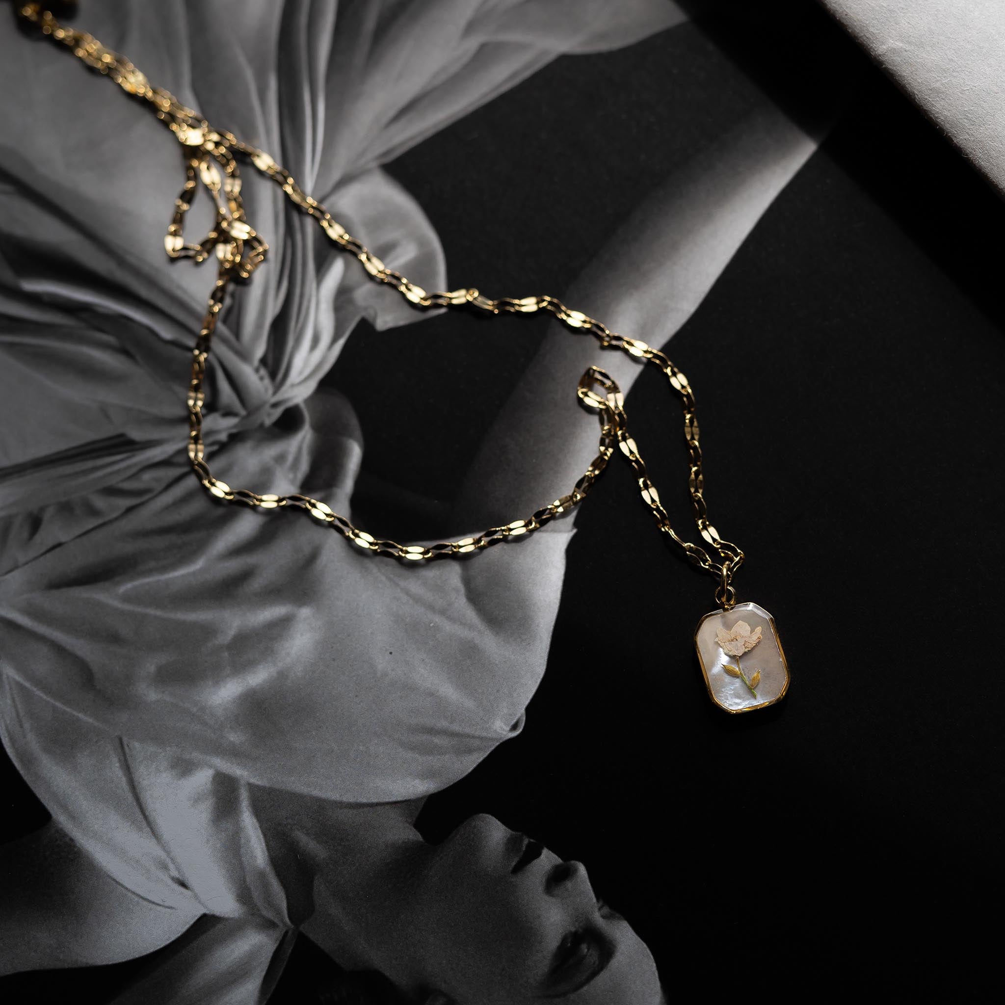 Beth Octagon Necklace Stainless Steel Gold – The Petal Archive